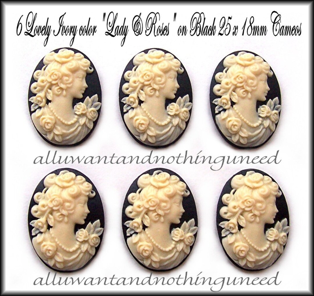 Lady Goddess 6 Ivory Color on BLACK Victorian Lady Goddess With Roses ...