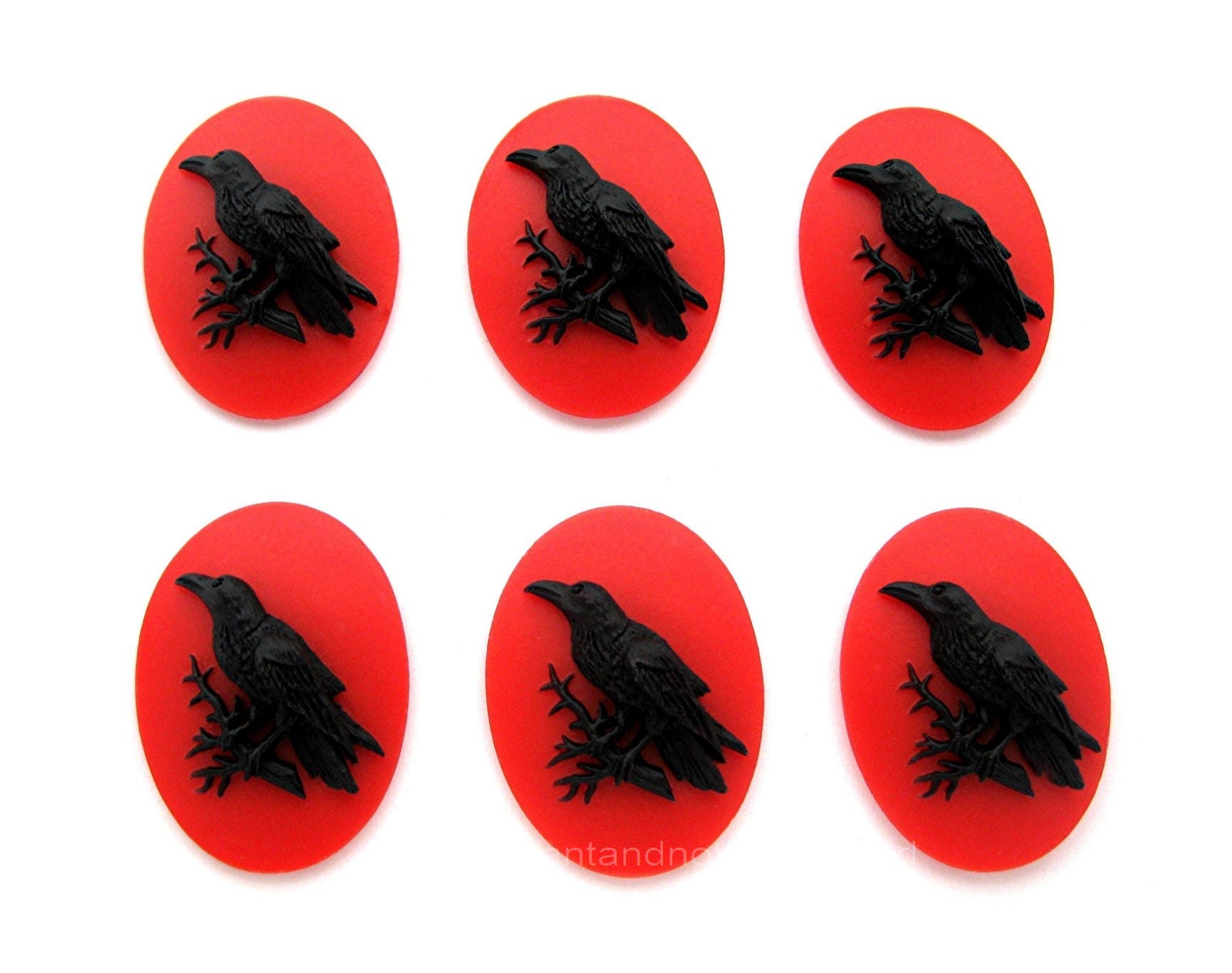 6 Goth Black on Blood Red Crow Raven Blackbird Black Bird | Etsy