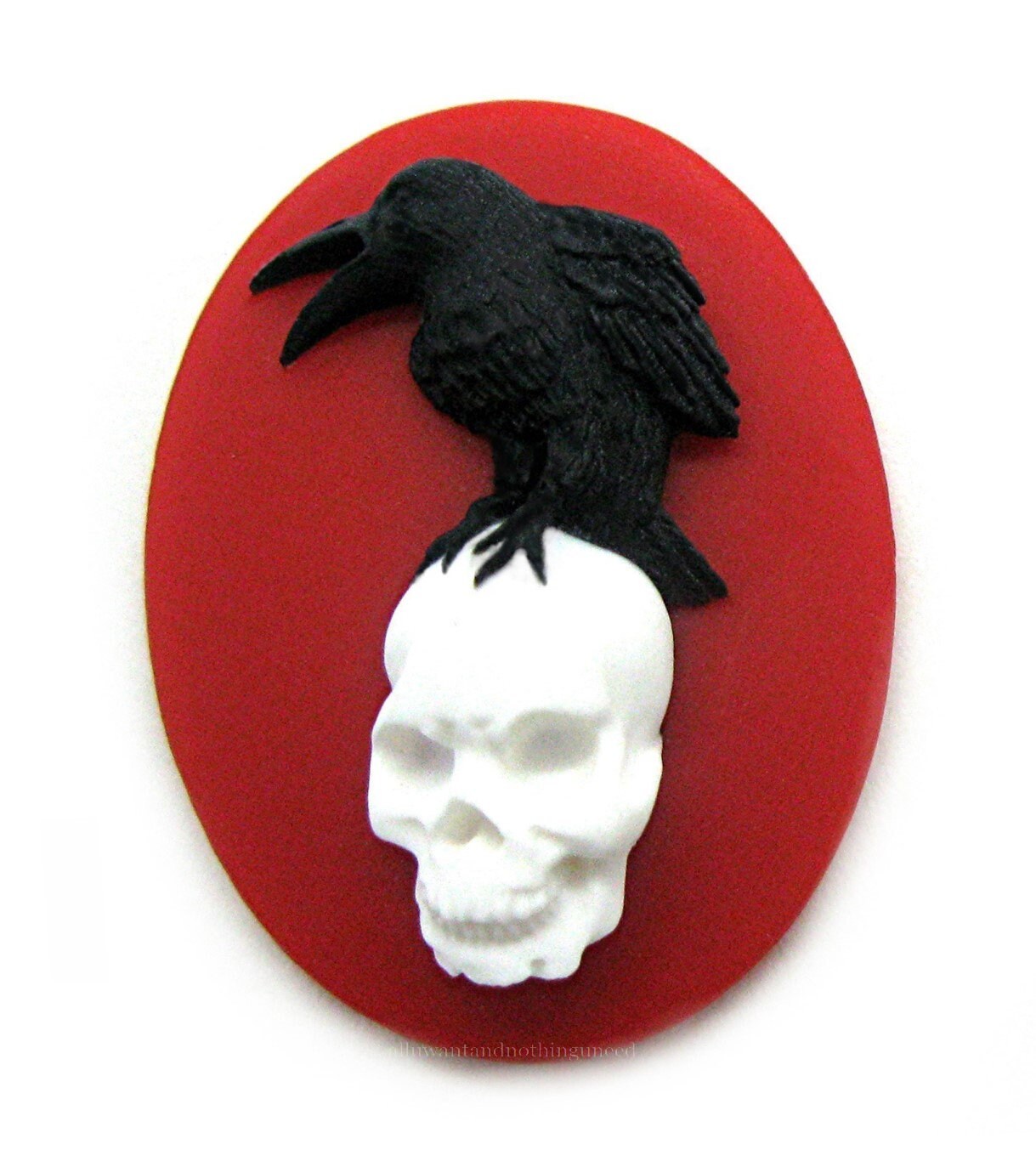 6 Goth Black on Blood Red Crow Raven on Human Skull Blackbird - Etsy