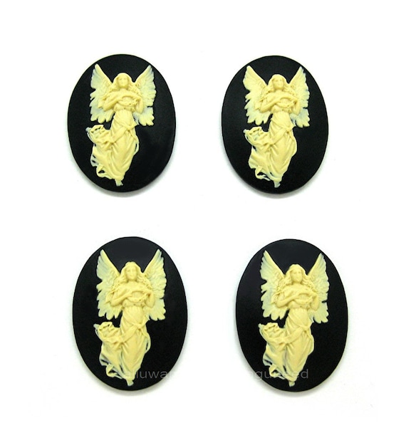 4 New Christian Religious Ivory on Black Color Guardian Angels - Etsy