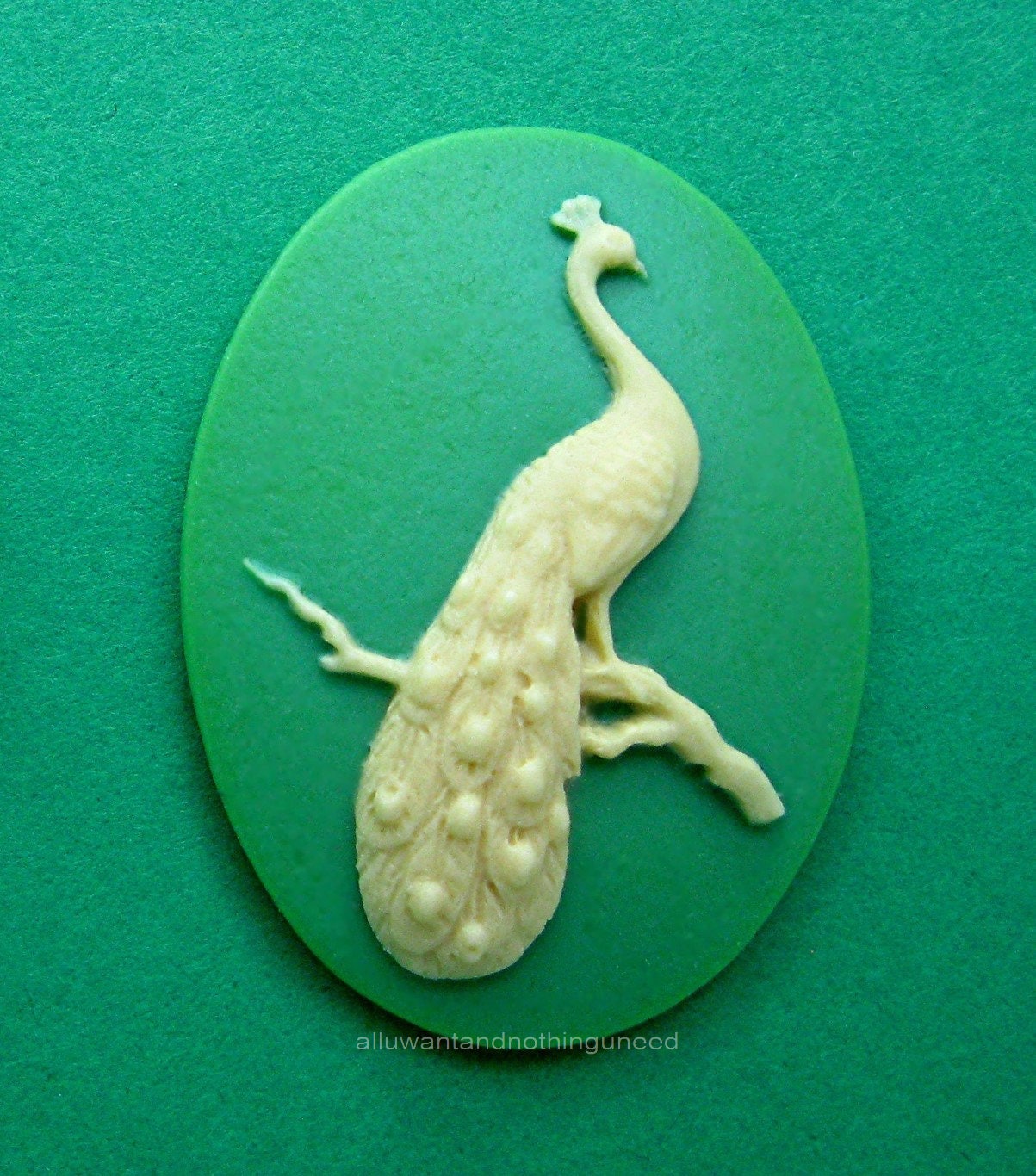 4 IVORY Color on Irish Spring GREEN PEACOCK in Tree Full Tail | Etsy