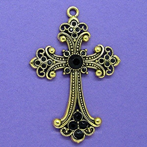 10 Big Silver and Gold Tone Christian Religious CROSS With CRYSTALS ...