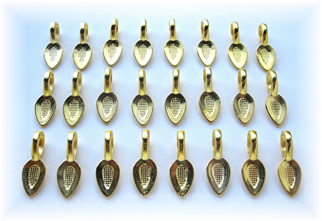 24 Pieces Goldtone Glue on Spoon Bail Bails 21m X 8mm X 6mm (hole 4mm X ...