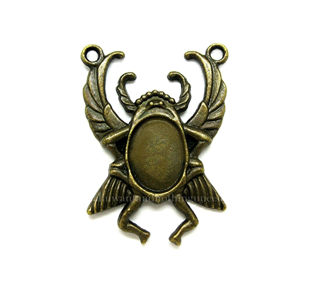 1 Large ANTIQUED Bronze SCARAB Beetle for an 18mm X 13mm Cameo Goth ...