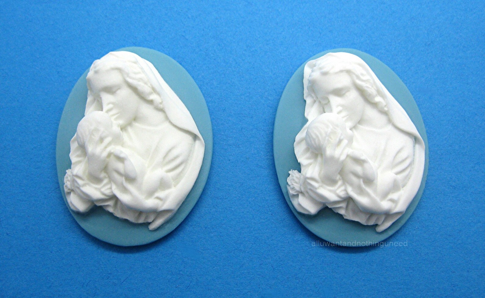 4 White on Baby Blue Christian Religious MOTHER Kissing Baby - Etsy