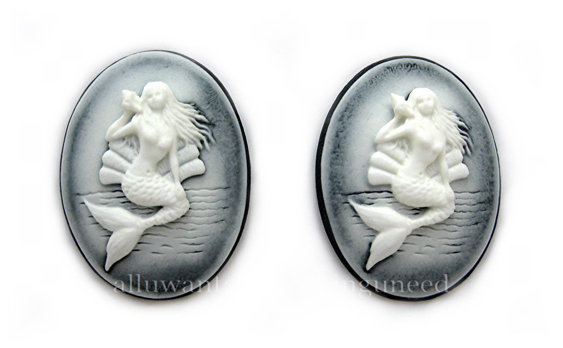 12 MULTI COLOR Vertical Mermaid with Seashell Cameo Lot of | Etsy