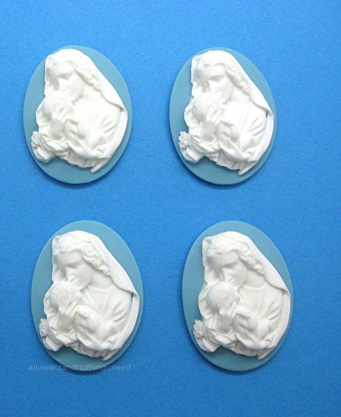 4 White on Baby Blue Christian Religious MOTHER Kissing Baby - Etsy