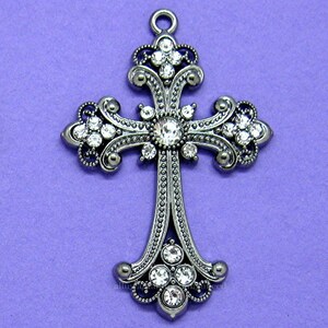 10 Big Silver and Gold Tone Christian Religious CROSS With CRYSTALS ...