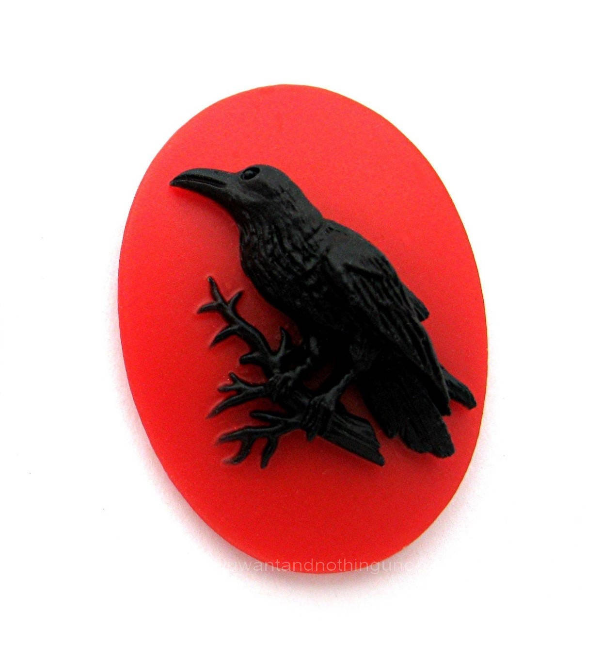 2 Goth Black on Blood Red Crow Raven Blackbird Black Bird Witch Wiccan ...