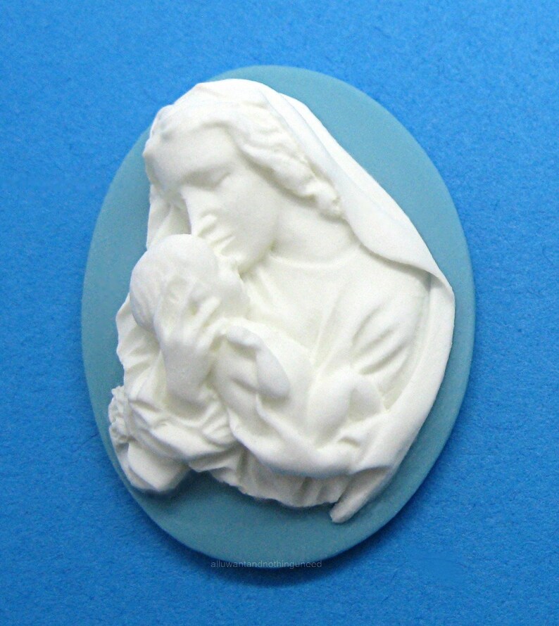 4 White on Baby Blue Christian Religious MOTHER Kissing Baby - Etsy