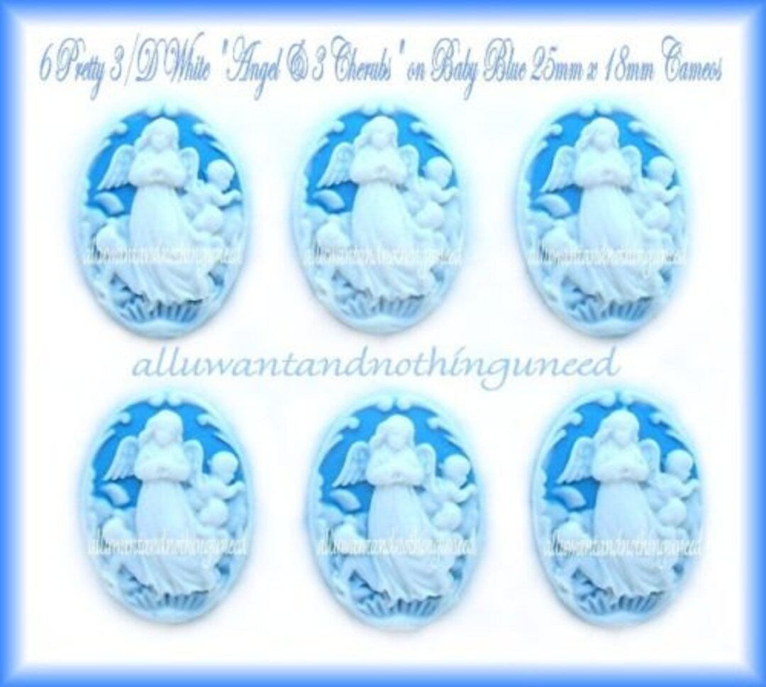 6 Christian Religious ROCOCO GUARDIAN ANGEL and 4 Cherubs Cameos 25mm X ...