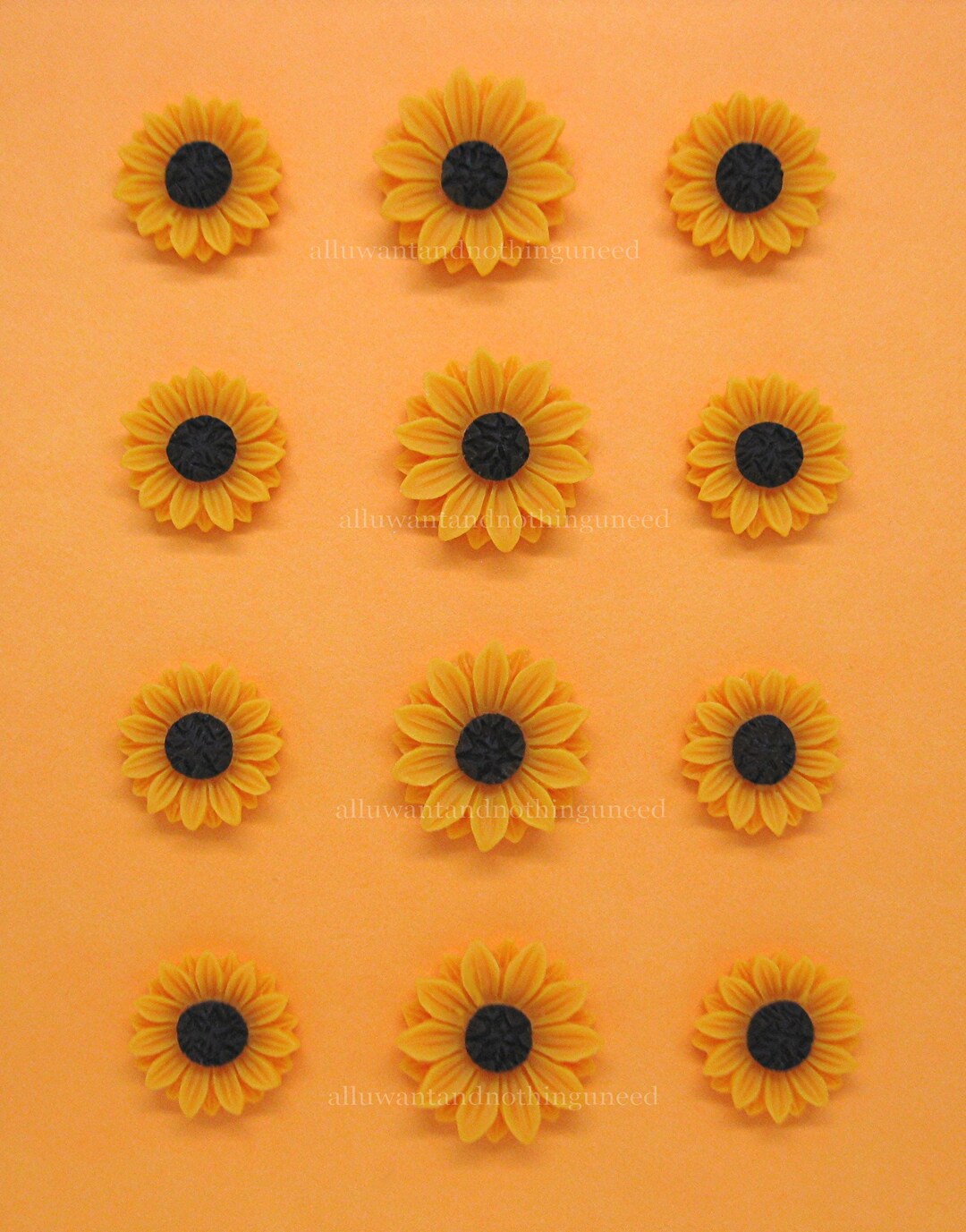 12 Medium SUNFLOWERS 24mm X 7mm Resin Flatbacks Floral Fall FLOWER ...