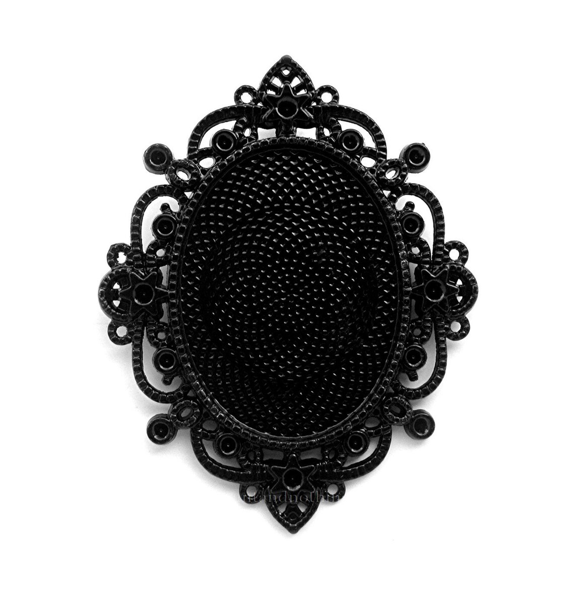 4 Gothic BLACK Metallic IMPERIAL PENDANTS 40mm X 30mm Cameo Frames ...