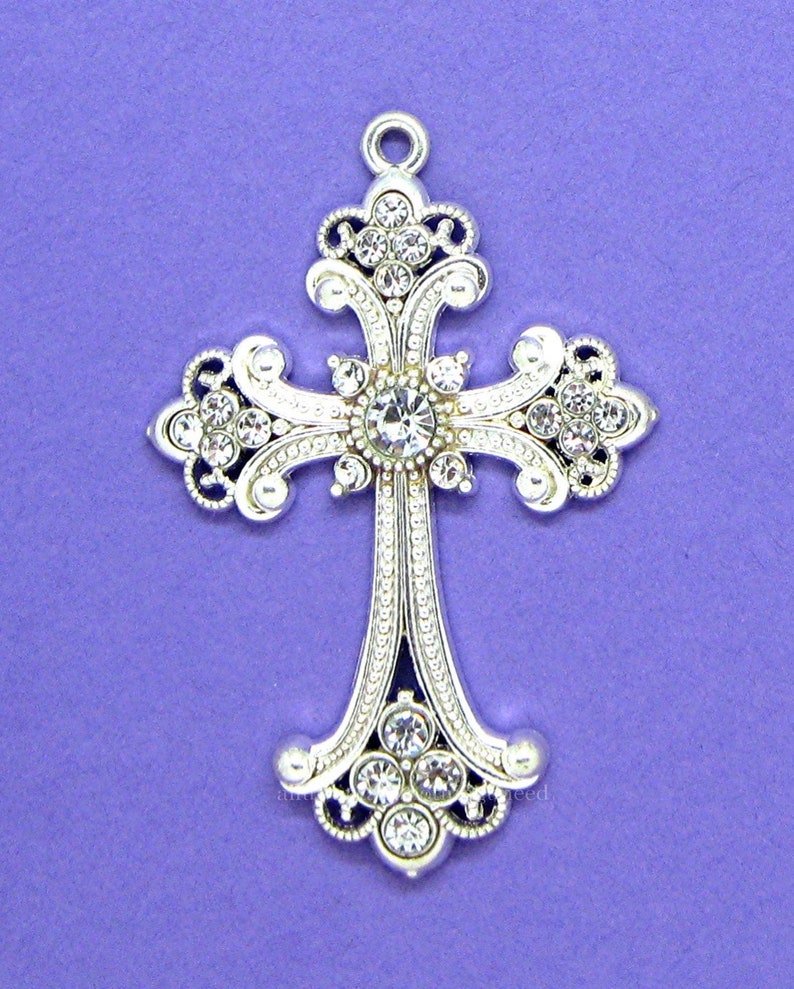 10 Big Silver and Gold Tone Christian Religious CROSS With CRYSTALS ...