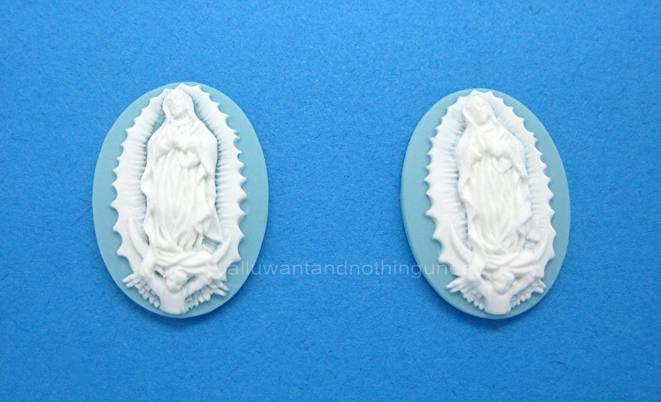 6 White on Baby Blue Christian Religious Our Lady of Guadalupe - Etsy