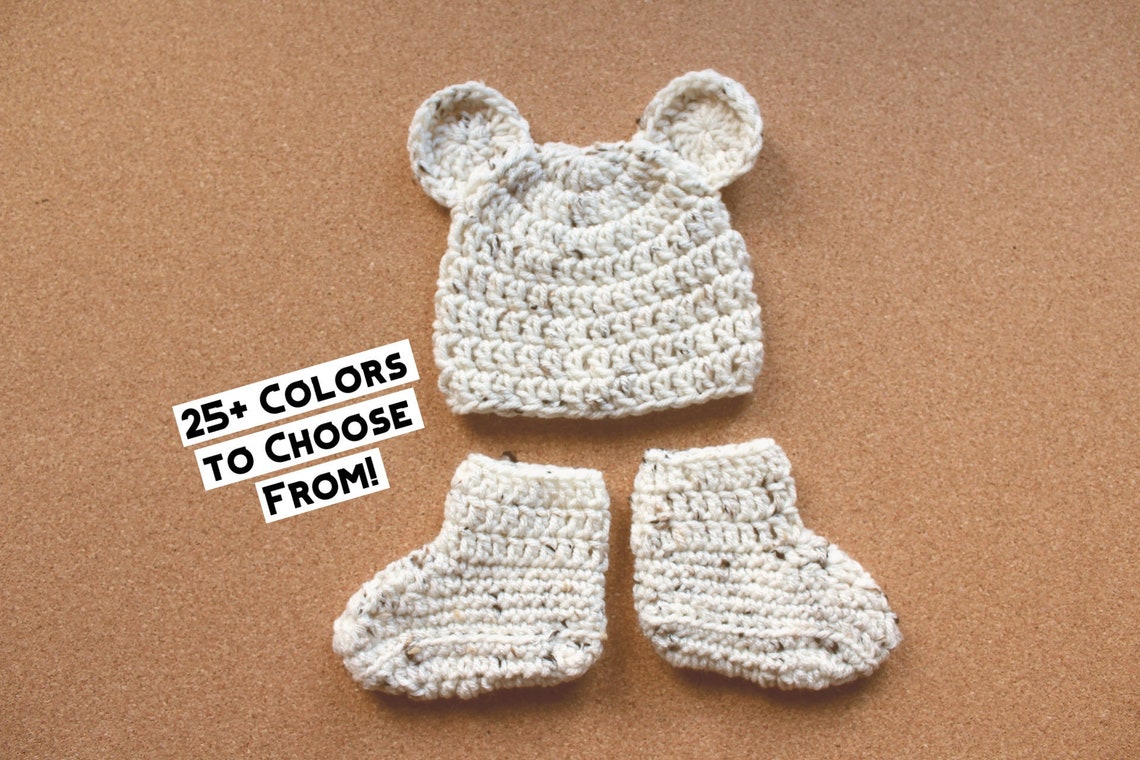 Baby Bear Hat Baby Booties Bootie Set Baby Hat Set Newborn | Etsy