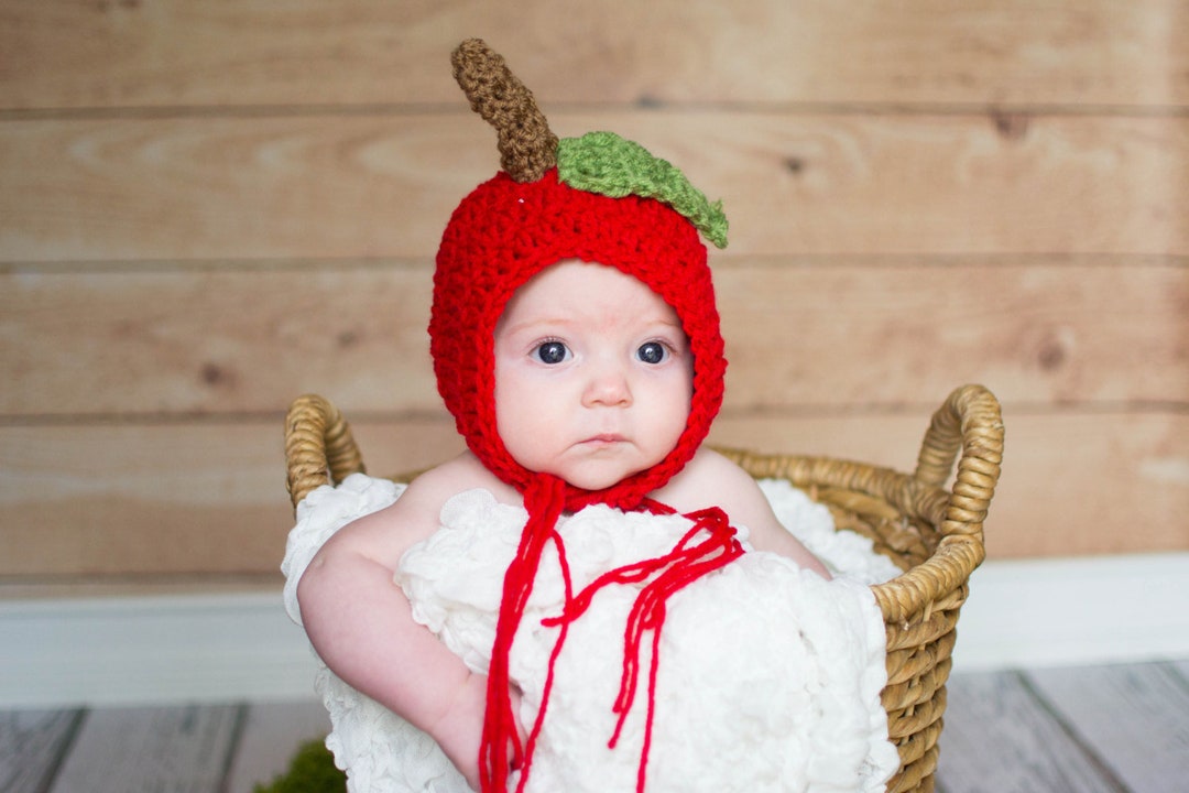 Crochet Baby Apple Bonnet - Etsy