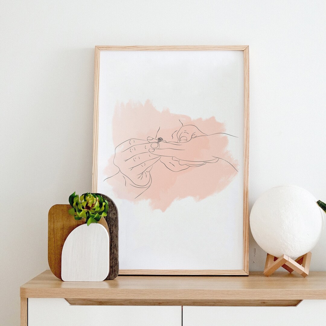 Custom Line Art Engagement Drawing Personalized Ring - Etsy