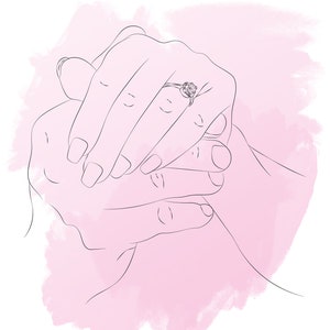 Custom Line Art Engagement Drawing Personalized Ring - Etsy