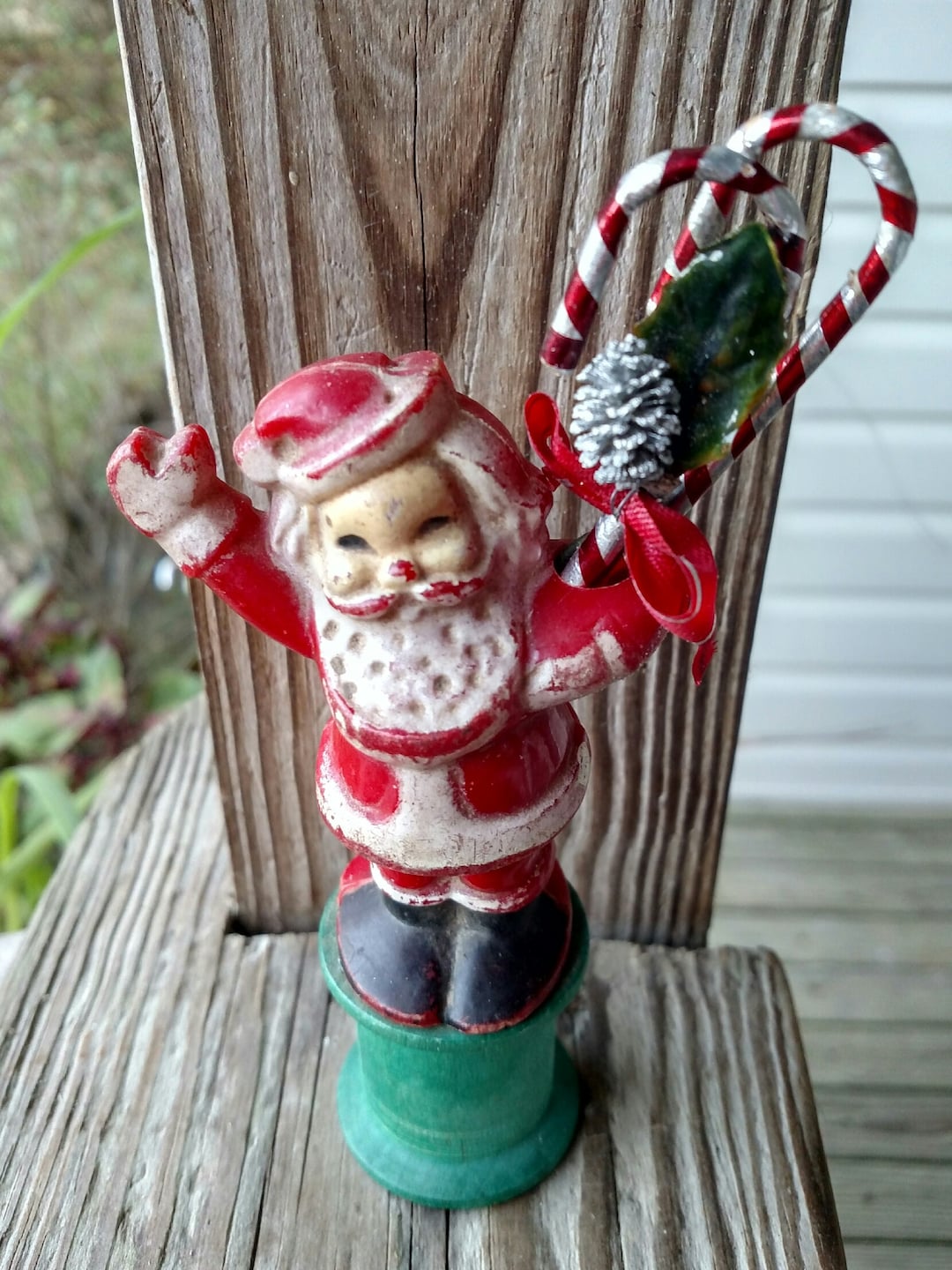 Vintage Santa Sewing Spool Decoration. Wooden Spool Decoration ...
