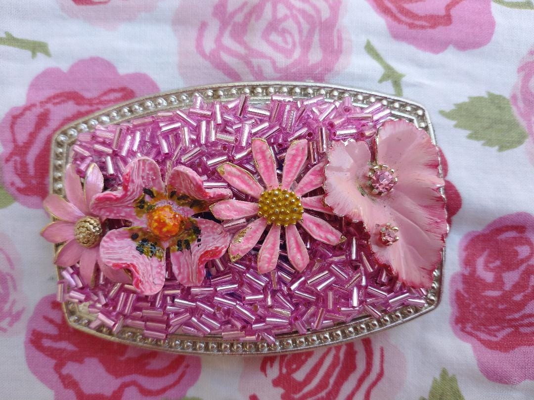 Pink Posey Cowgirl Belt Buckle, Embellished Buckle, Rodeo Queen Buckle ...