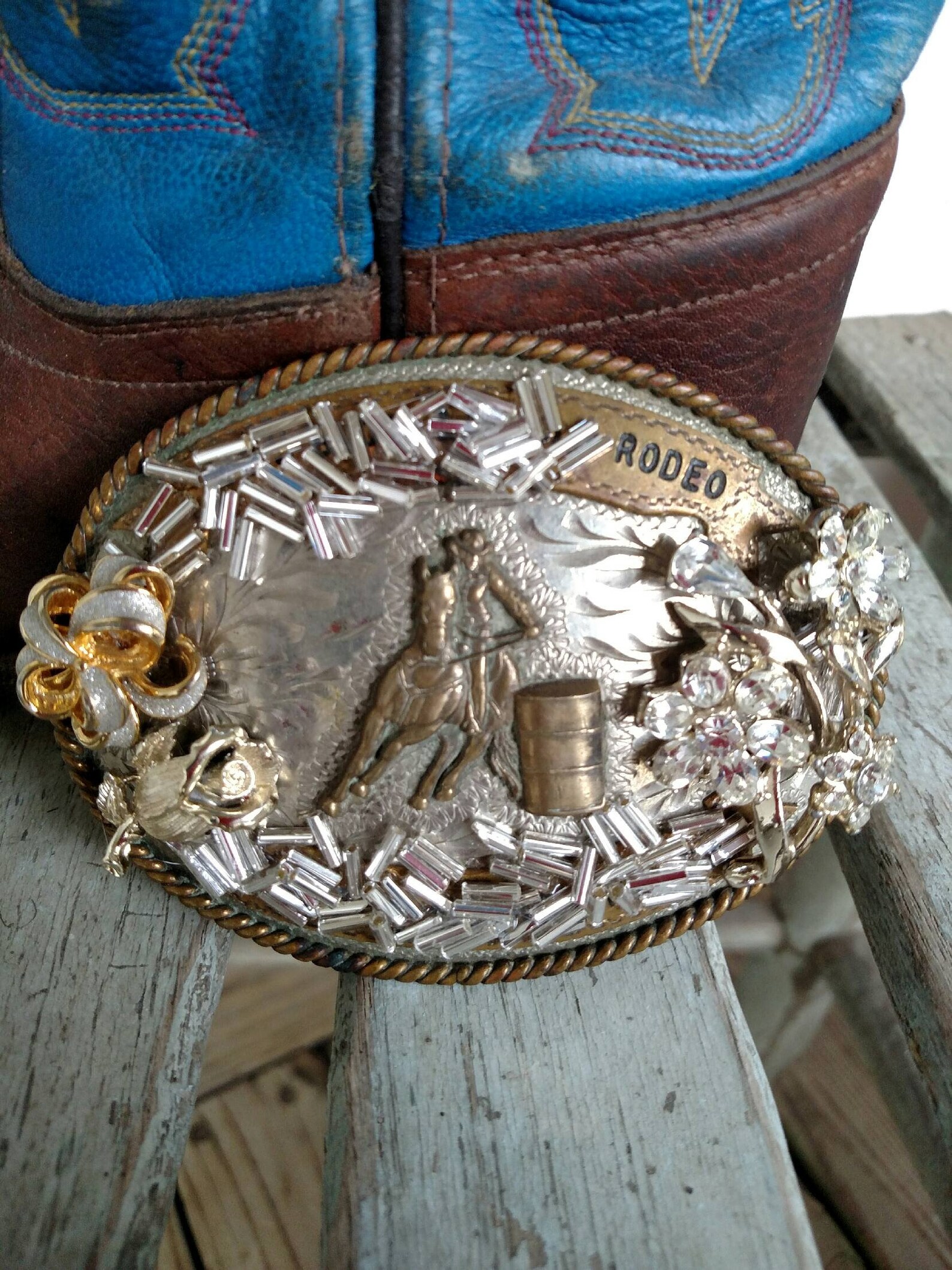 Rhinestone Rider-cowgirl Belt Buckle, Embellished Cowgirl Belt Buckle ...