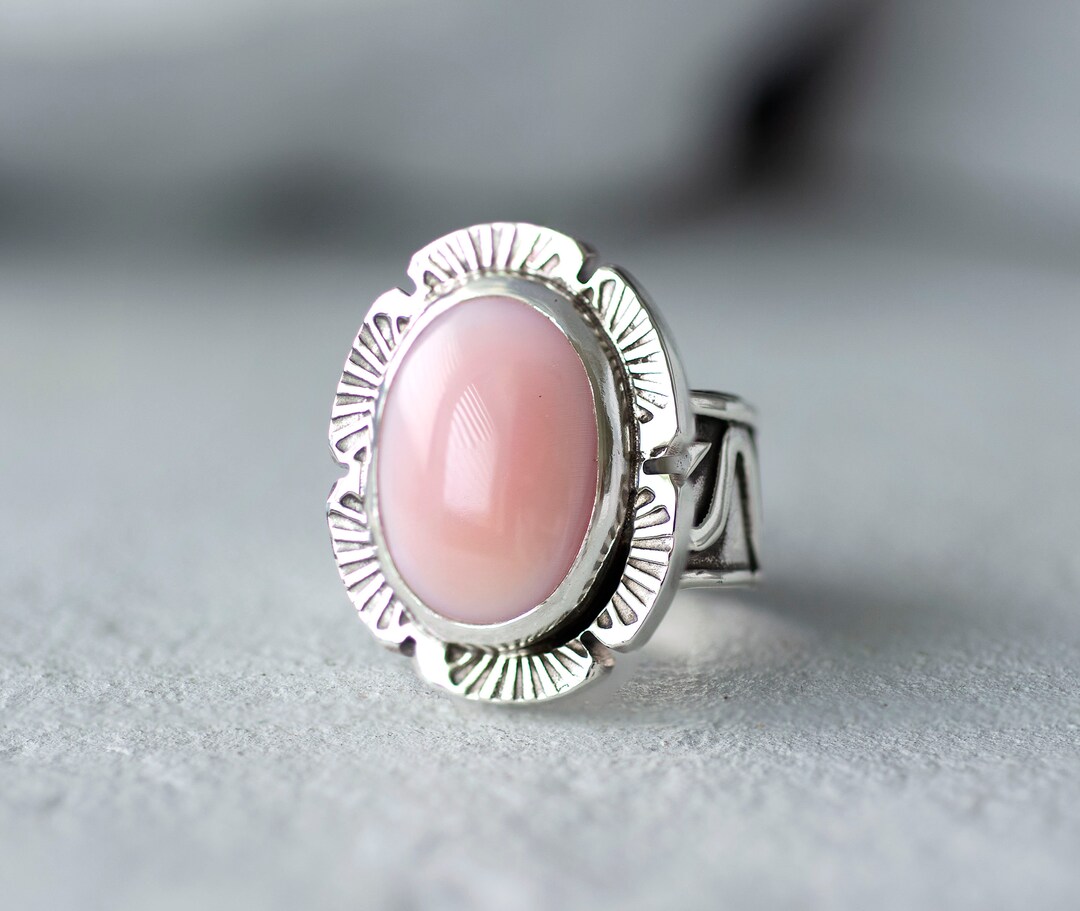 Pink Conch Silver Ring Sz 5, Hand Crafted Sterling Silver Artisan ...