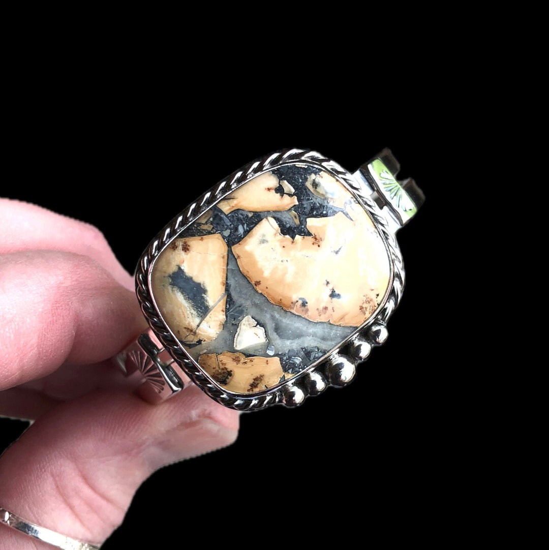 MALIGANO Jasper Silver Cuff, Handmade Silversmith Jewelry for Her, One ...