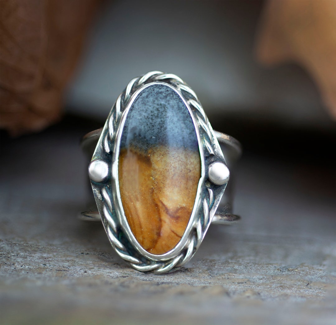 Mookaite Jasper Statement Ring Sz 5, Handmade Bohemian Jewelry, Chunky ...