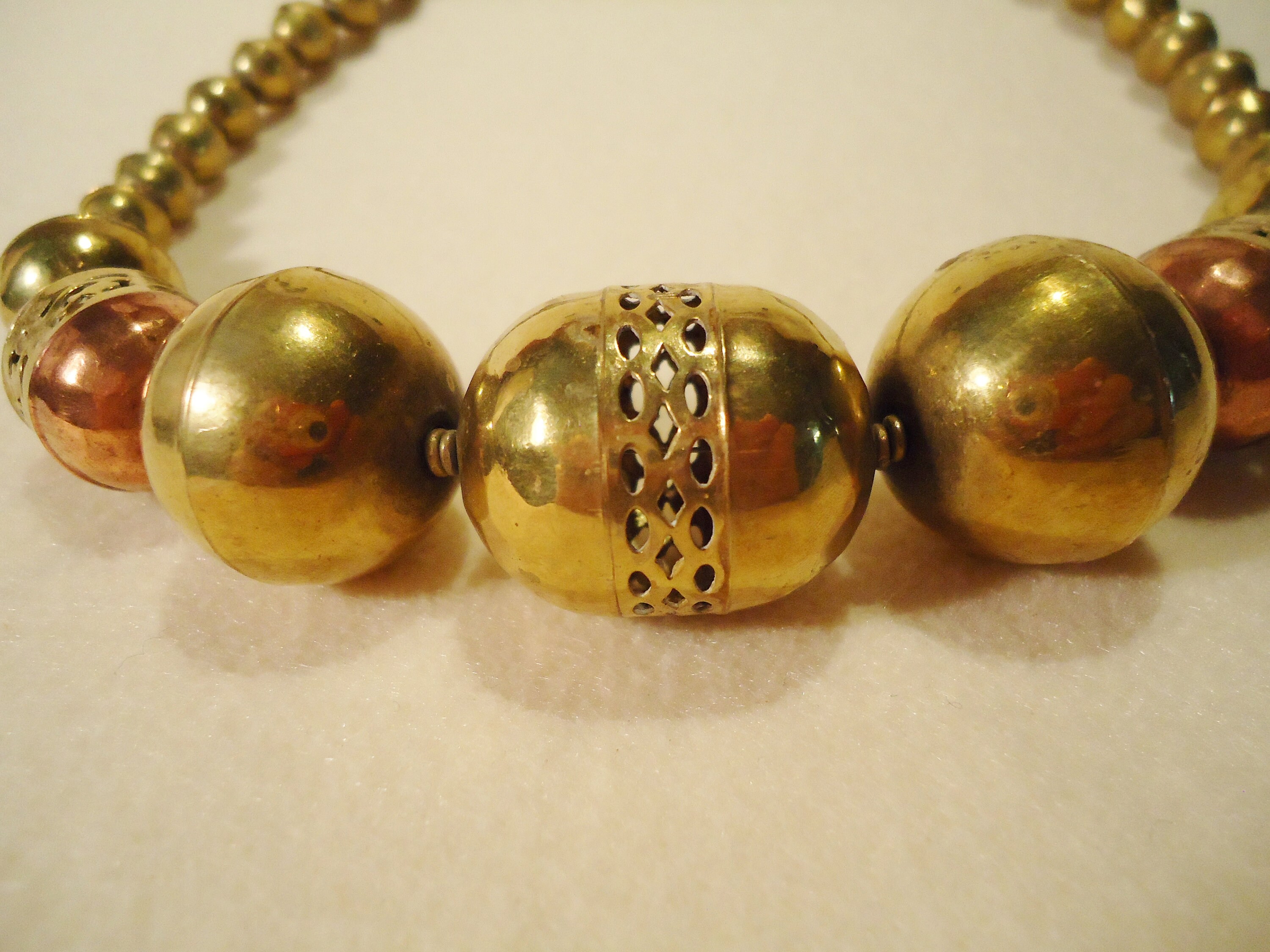 Brass and Brass and Copper Cut Out Bead 20 1/2 Inch Necklace - Etsy