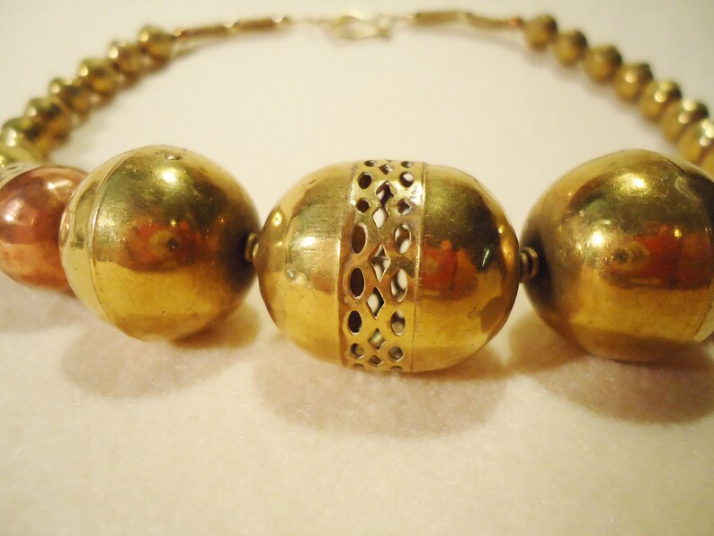Brass and Brass and Copper Cut Out Bead 20 1/2 Inch Necklace - Etsy