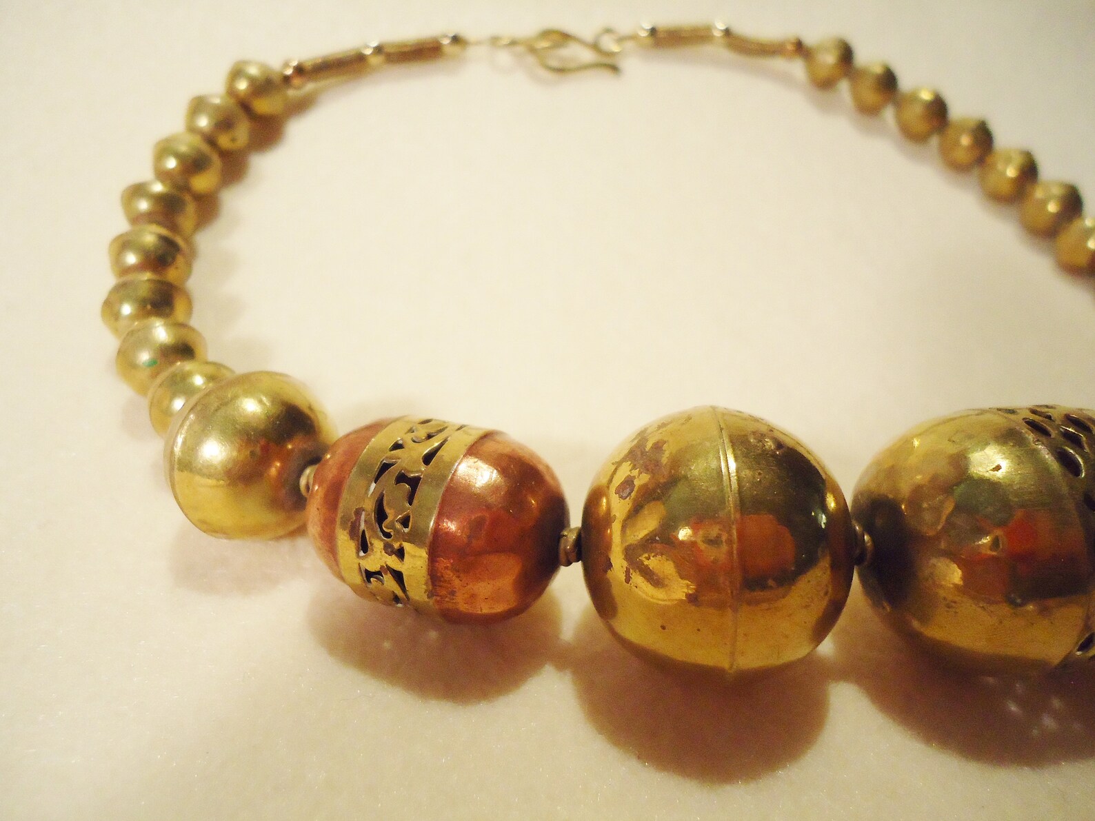 Brass and Brass and Copper Cut Out Bead 20 1/2 Inch Necklace - Etsy