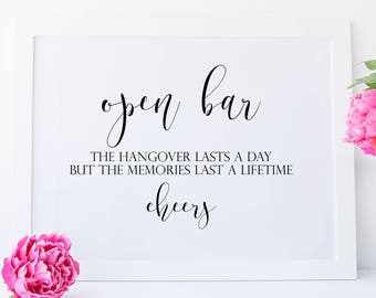 Open bar quote sign | Etsy