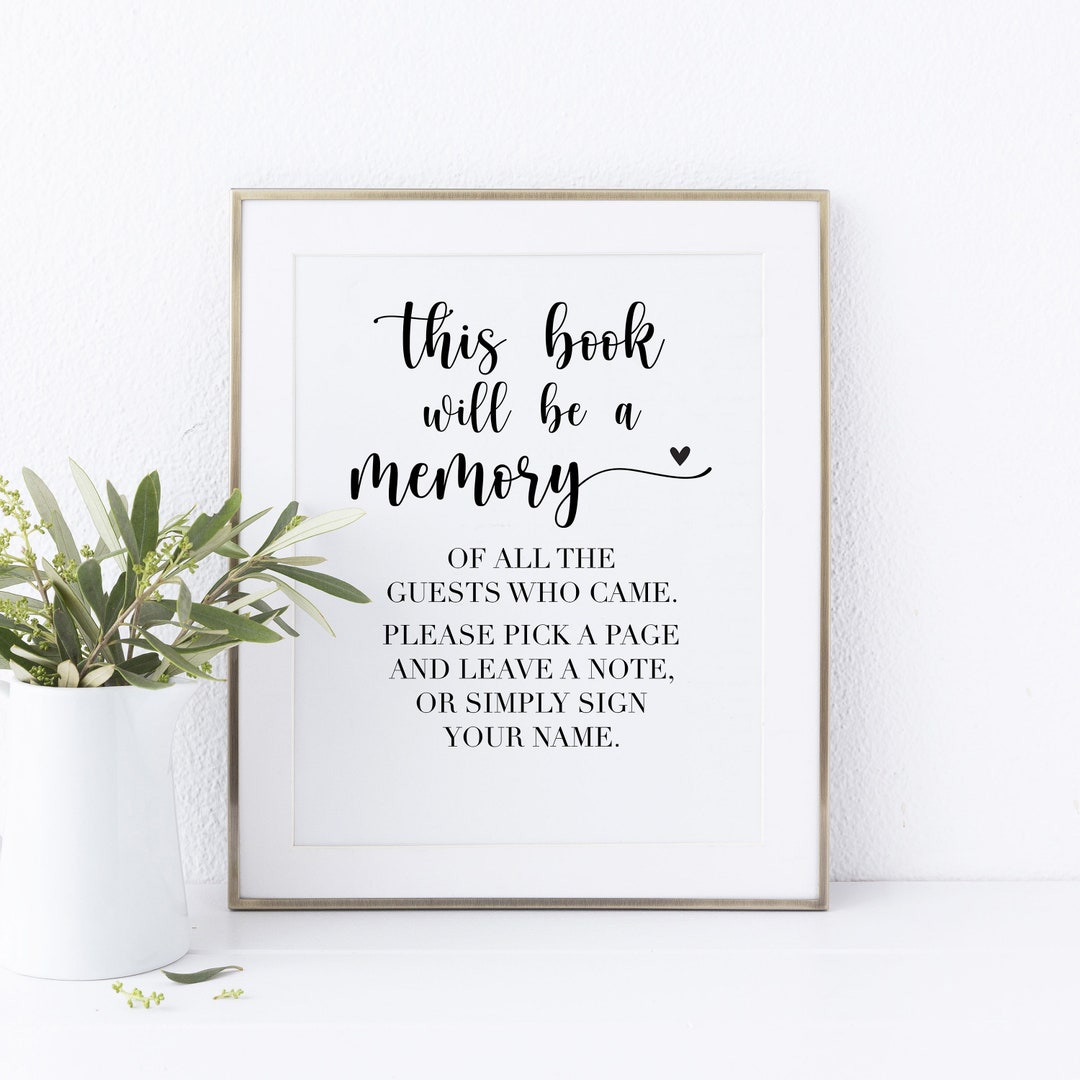 This Book Will Be A Memory Printable Guestbook Sign, Memory Book Sign ...
