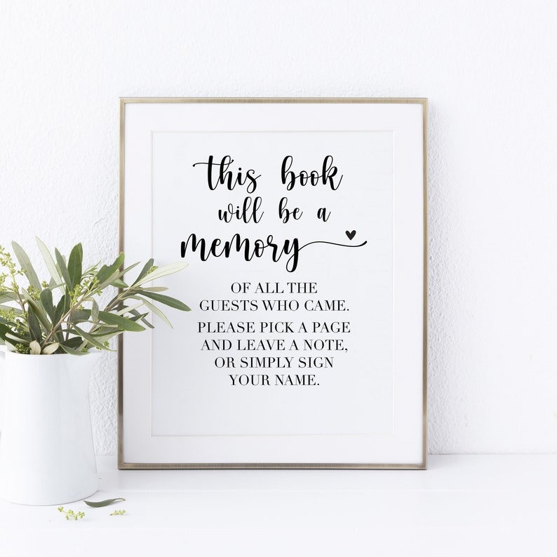 This Book Will Be A Memory Printable Guestbook Sign, Memory Book Sign ...