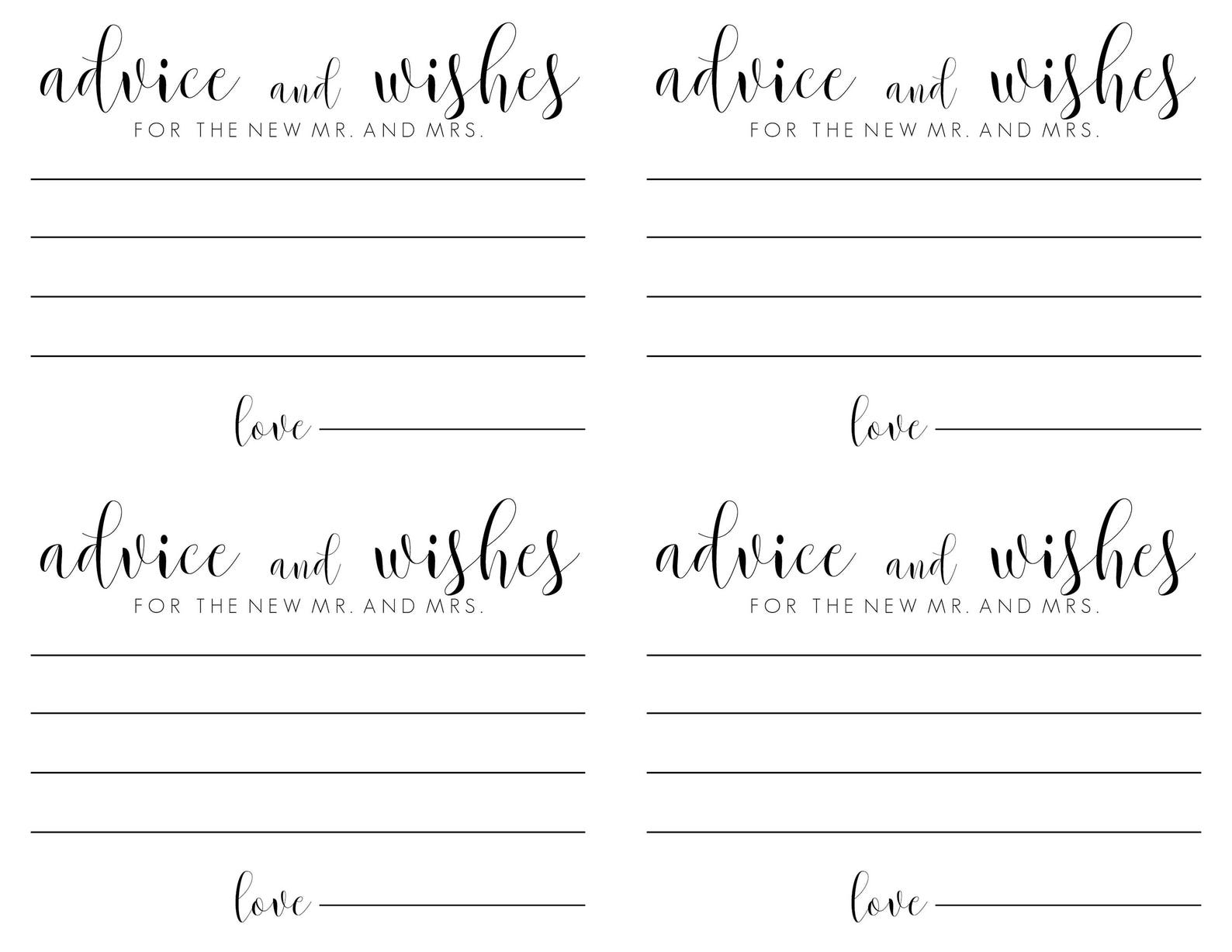 Advice and Wishes Printable. Advice and Wishes Sign. Wishes | Etsy