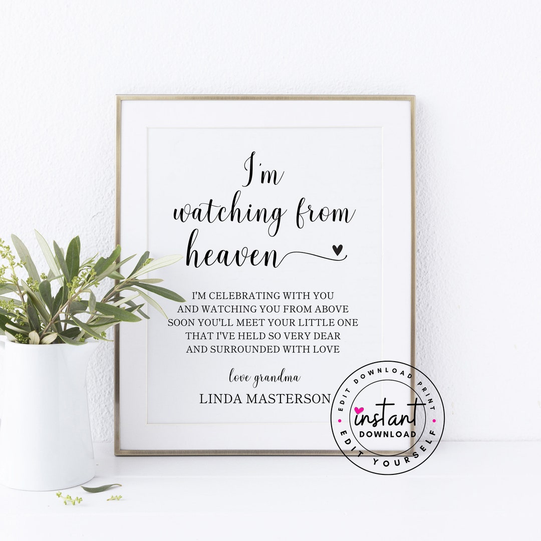 Editable I'll Be There Memorial Baby Shower Printable Sign, Memorial ...