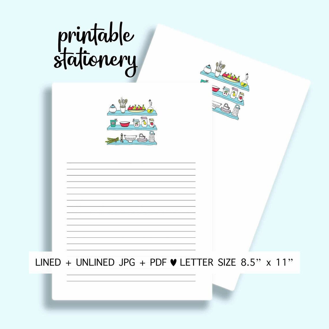 Printable Kitchen Stationery. Kitchen Letter Paper. Kitchen Paper ...