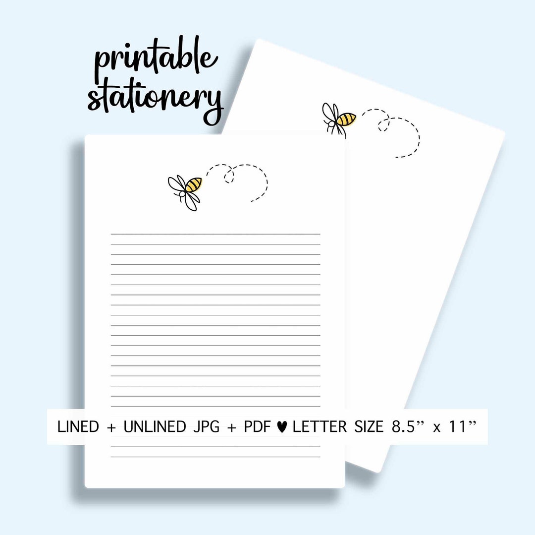 Printable Bee Stationery. Bee Letter Paper. Bee Paper. Printable Bee ...