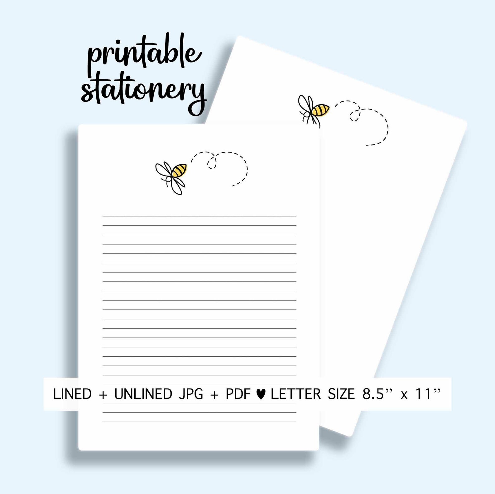 Printable Bee Stationery. Bee Letter Paper. Bee Paper. - Etsy