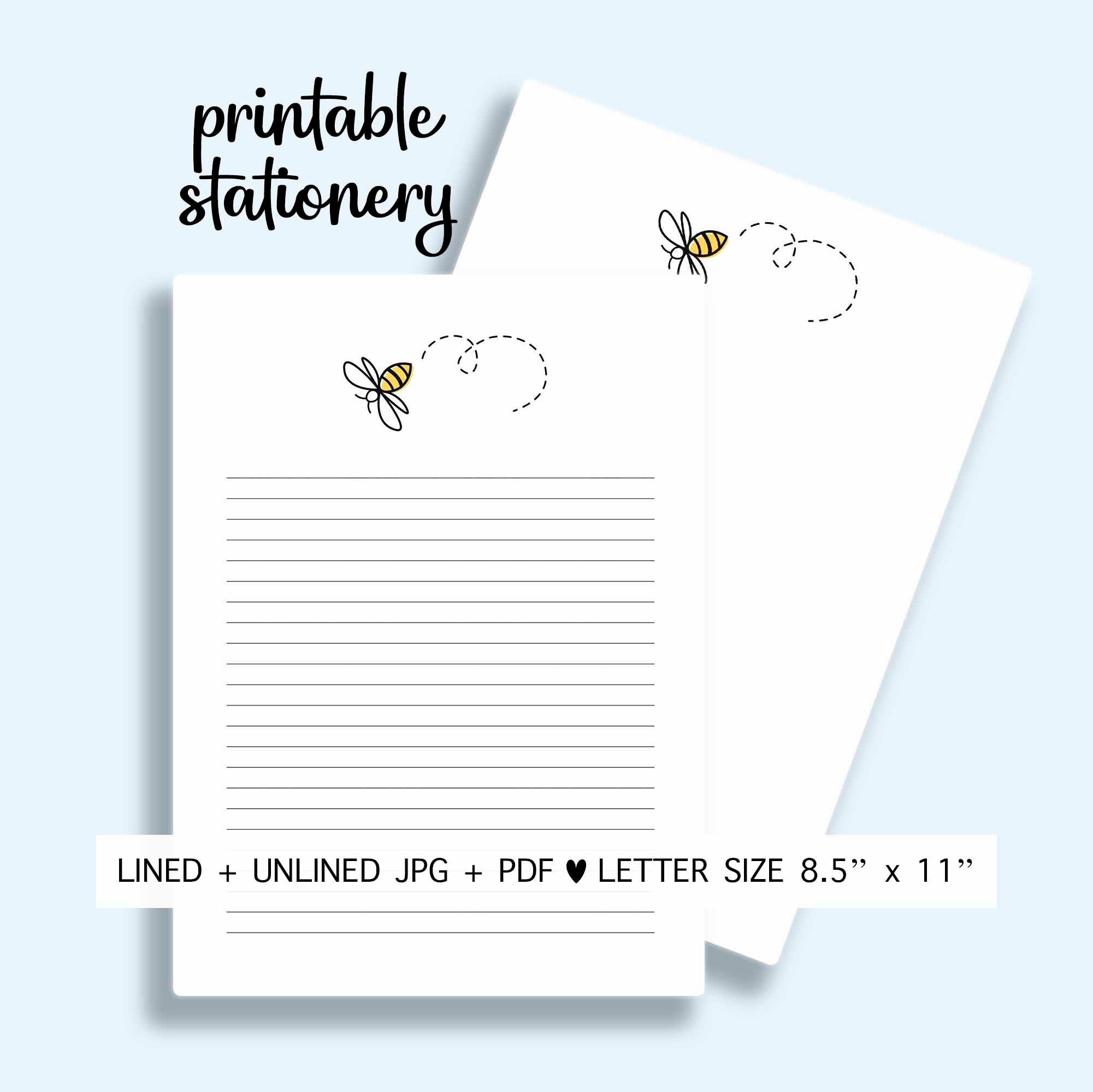 Printable Bee Stationery. Bee Letter Paper. Bee Paper. Printable Bee ...