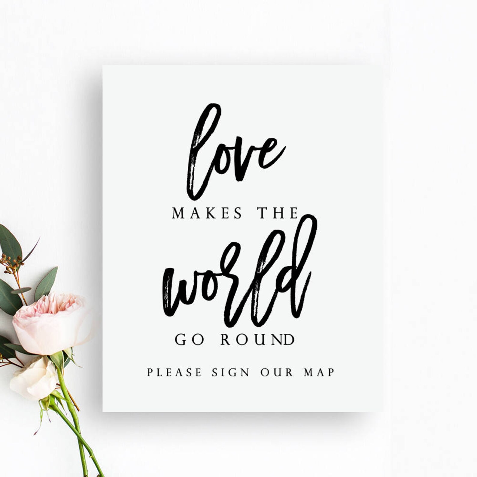 Printable Love Makes the World Go Round Sign. Map Guestbook - Etsy