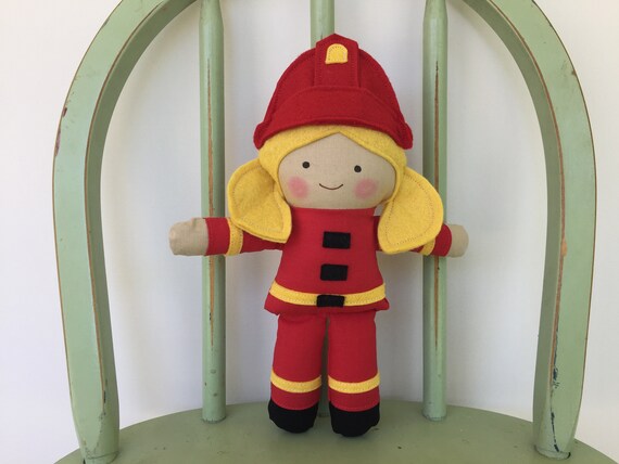 Little Girl Firefighter Rag Doll Perfect for Imaginative | Etsy