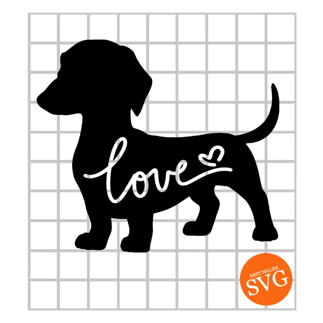 Daschund Lovers Heart Svg, Dog Svg, Weiner Dog Heart SVG File, Animal ...