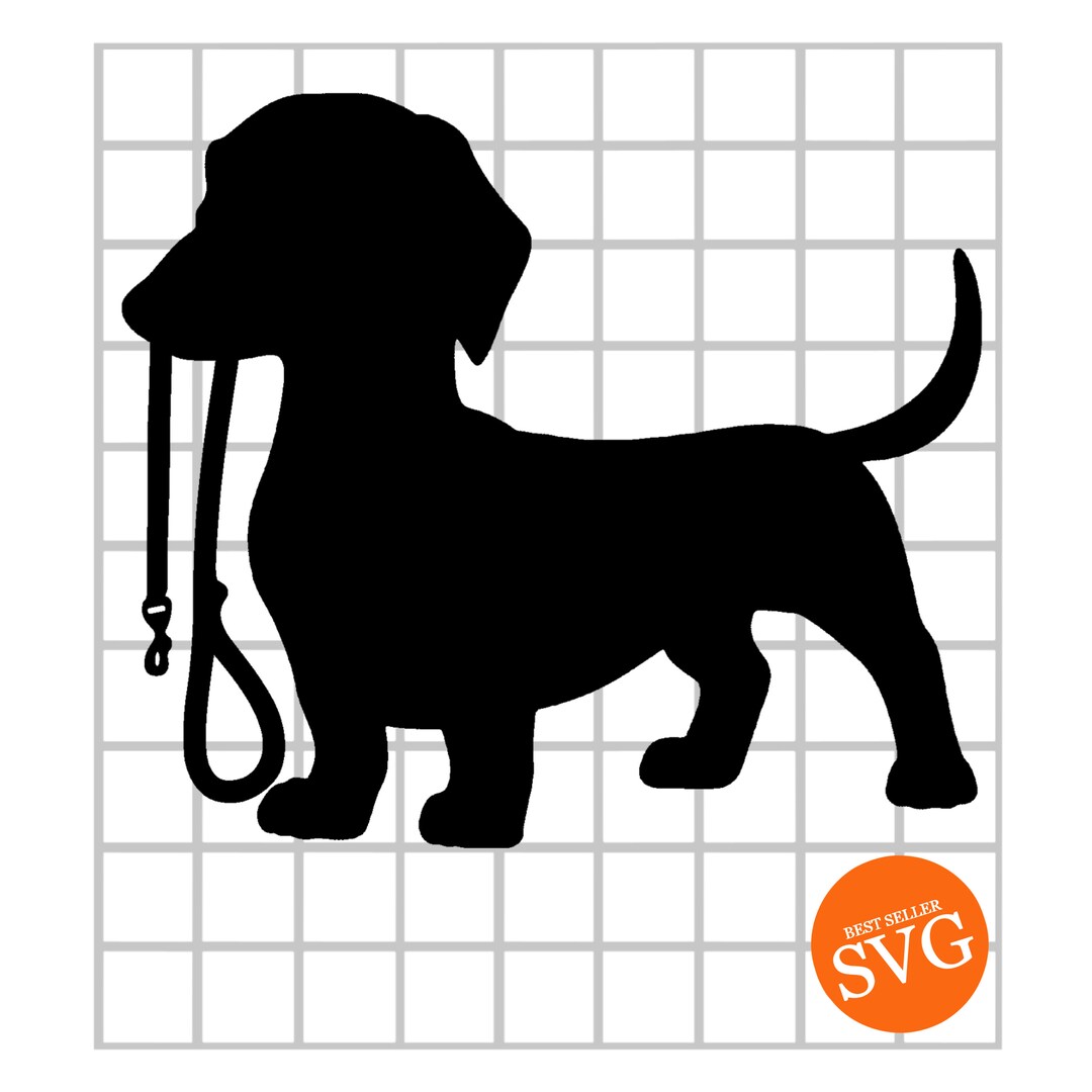 Daschund Leash in Mouth Svg, Dog Svg, Weiner Dog Heart SVG File, Animal ...