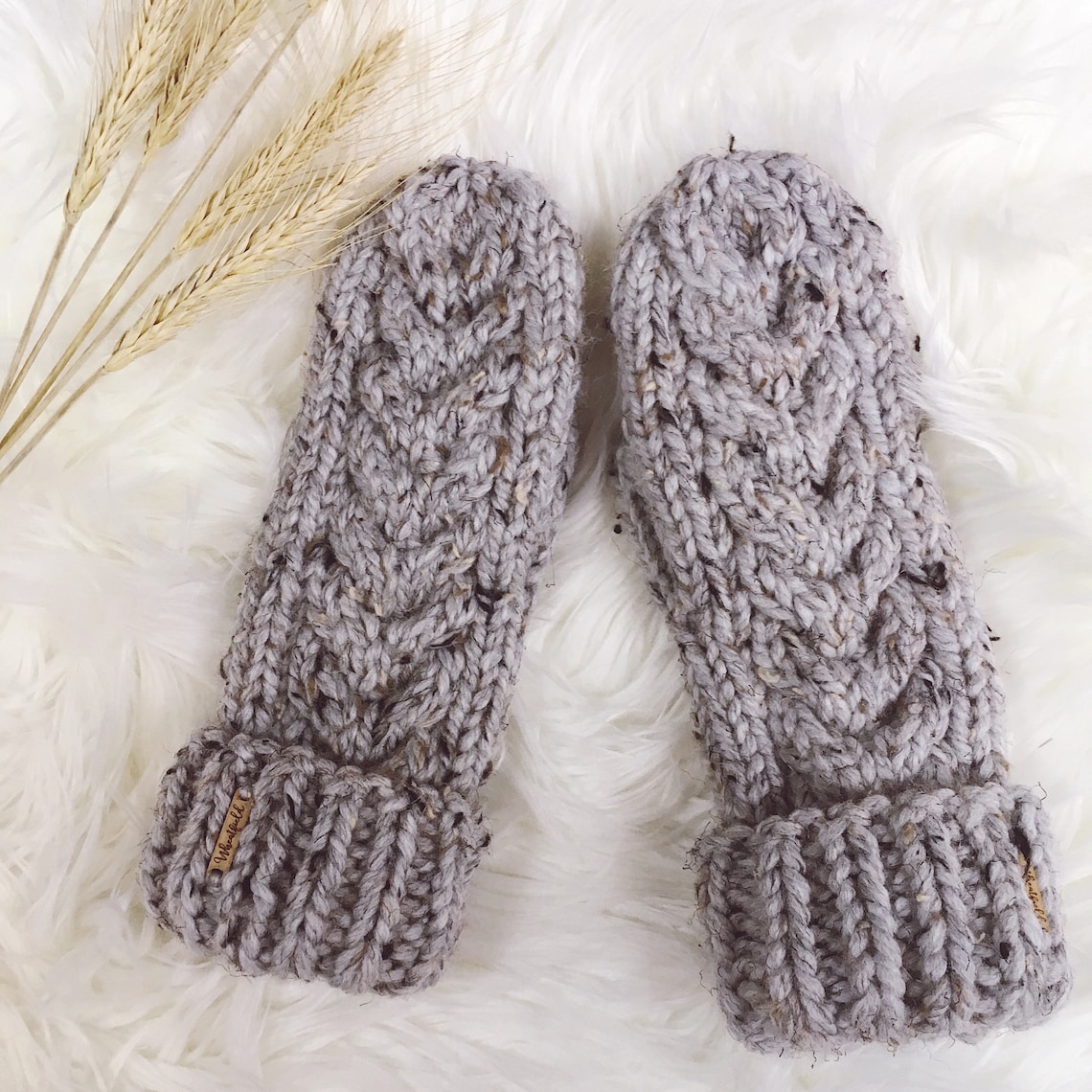 Ladies Knitted Winter Mittens Chunky Cable Knit Mittens in - Etsy