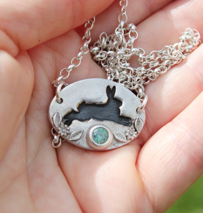 Silver Hare Pendant Leaping Hare Necklace Running Hare | Etsy