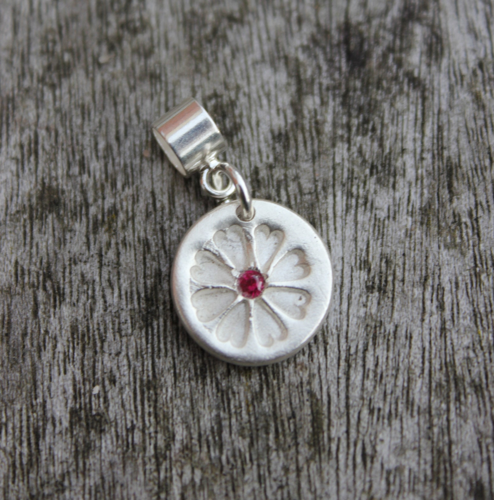 Ruby Flower Charm Heart Flower Charm Ruby Pandora Charm | Etsy UK