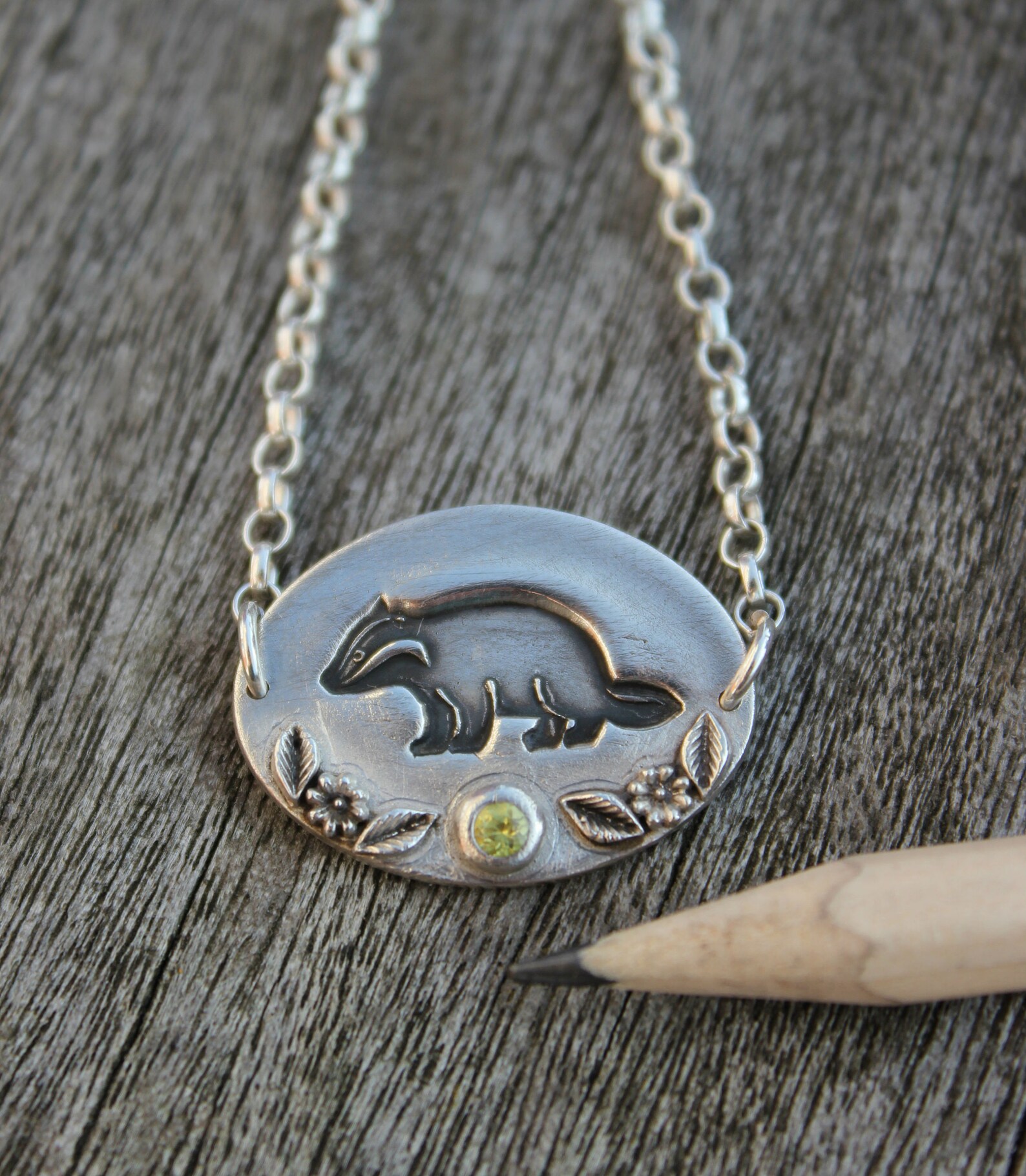Badger Pendant Silver Badger Necklace Badger Jewellery - Etsy UK