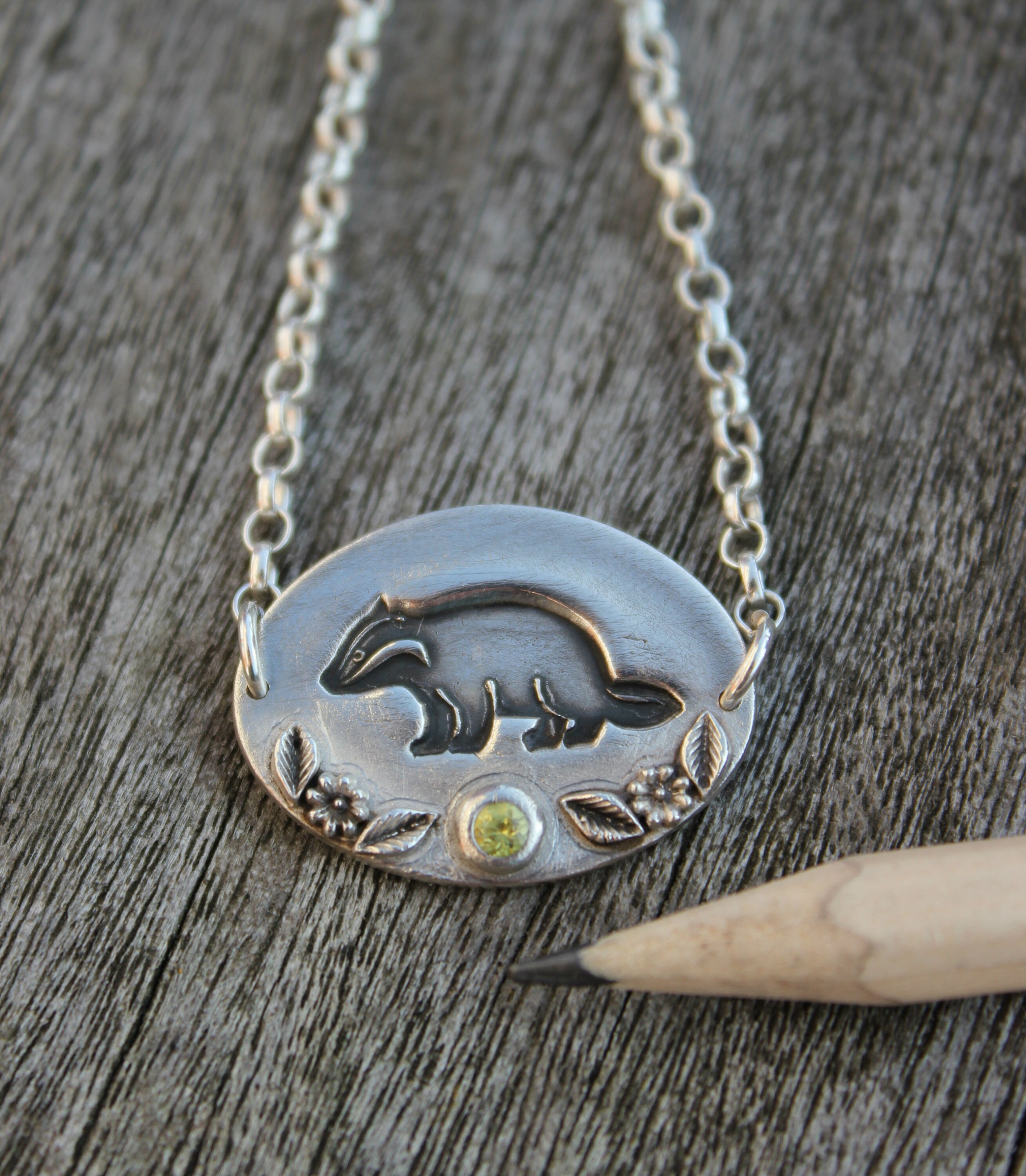 Badger Pendant Silver Badger Necklace Badger Jewellery - Etsy UK